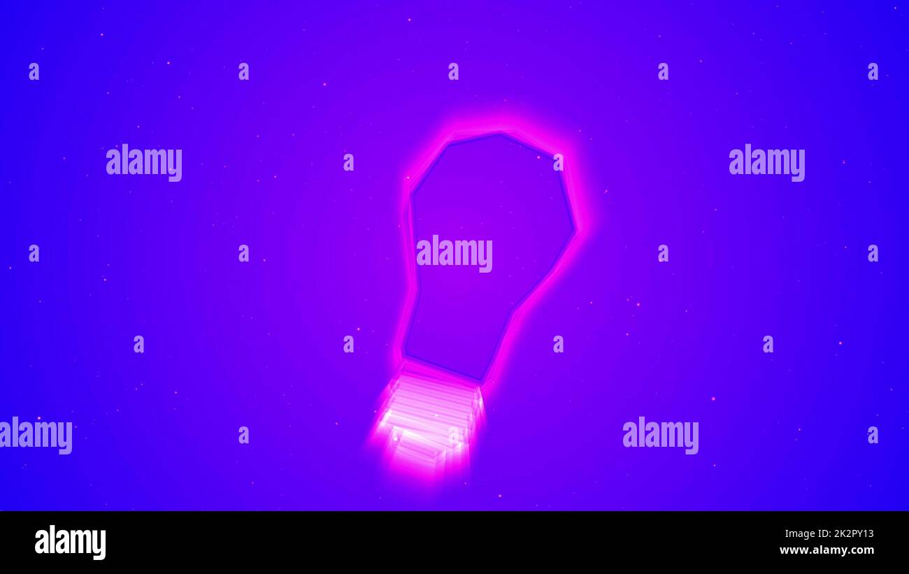 3D illustration of light bulb purple neon glow Stock Photo - Alamy