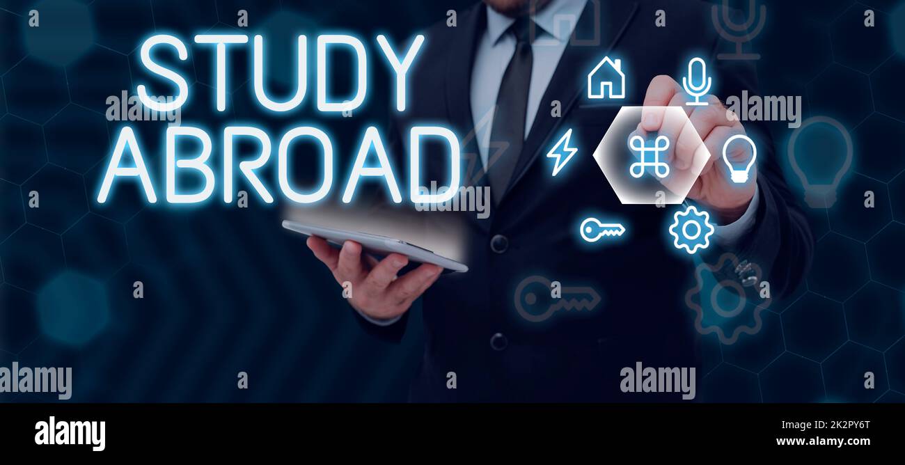 Conceptual display Study Abroad. Word Written on Pursuing educational ...