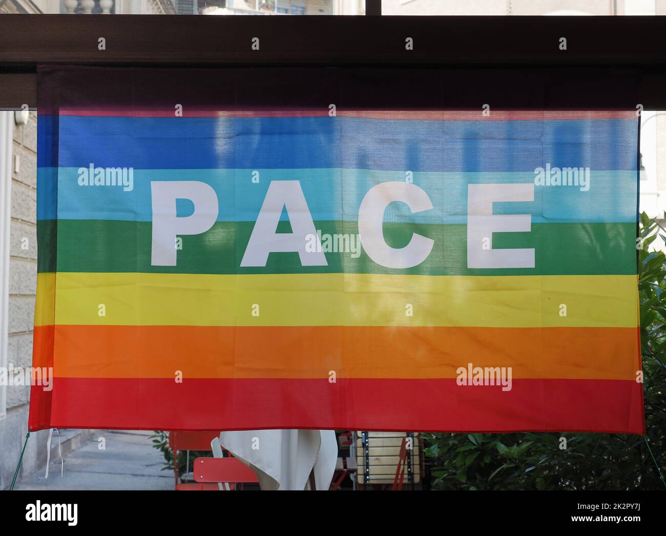 Italian pace transl. peace flag Stock Photo - Alamy