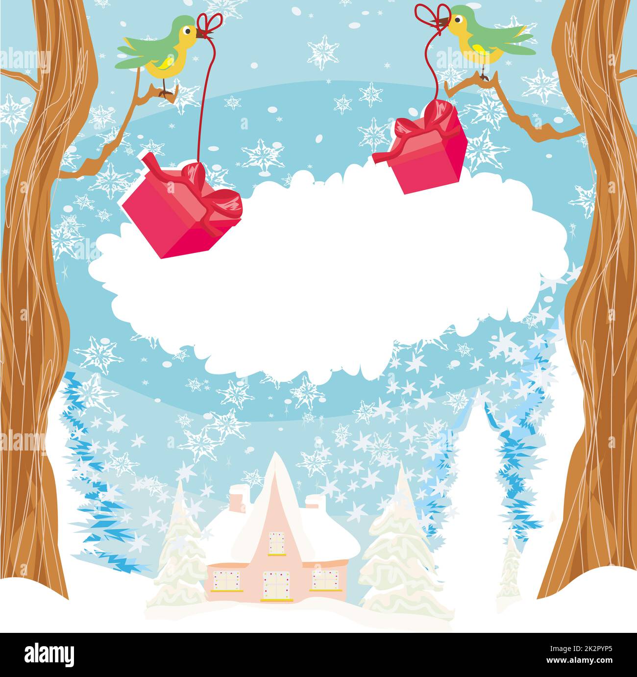 Christmas Winter Birds Graphic Design Stock Photo - Alamy