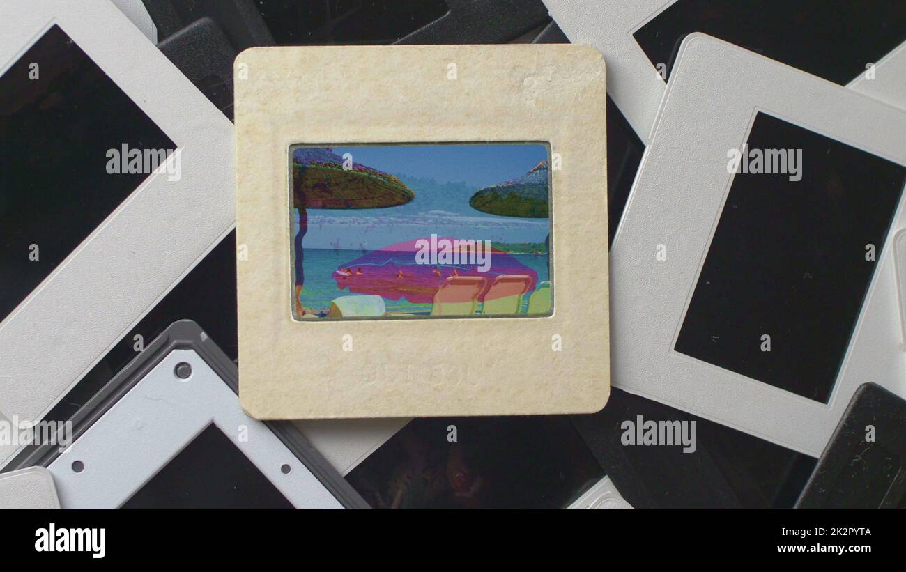 Broken Film Memories On Vintage Slide Film Stock Photo - Alamy