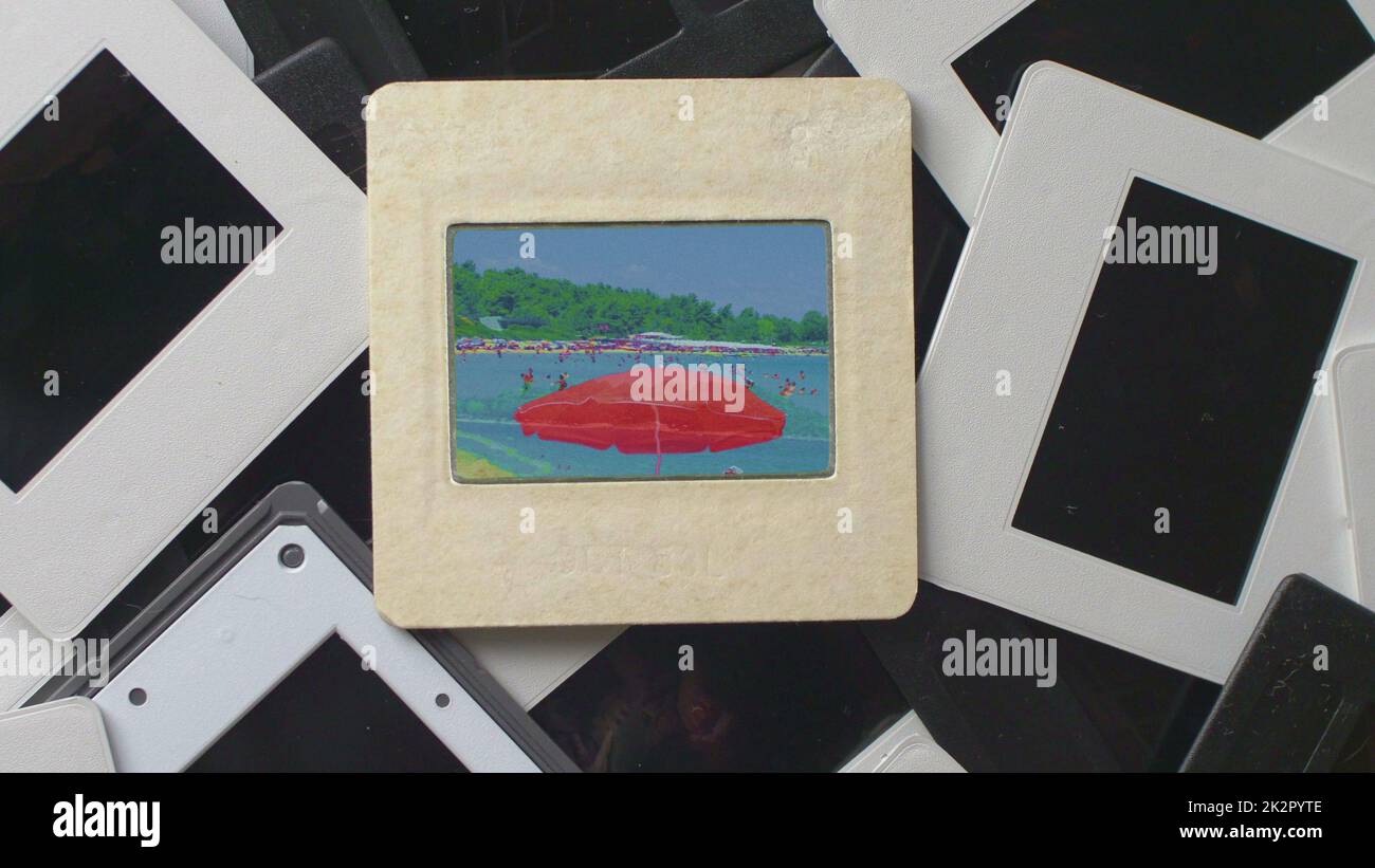 Broken Film Memories On Vintage Slide Film Stock Photo - Alamy