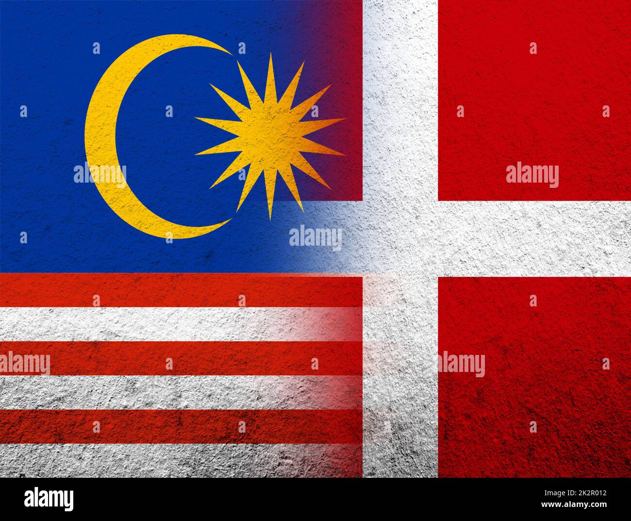 the Kingdom of Denmark National flag with National flag of Malaysia ...
