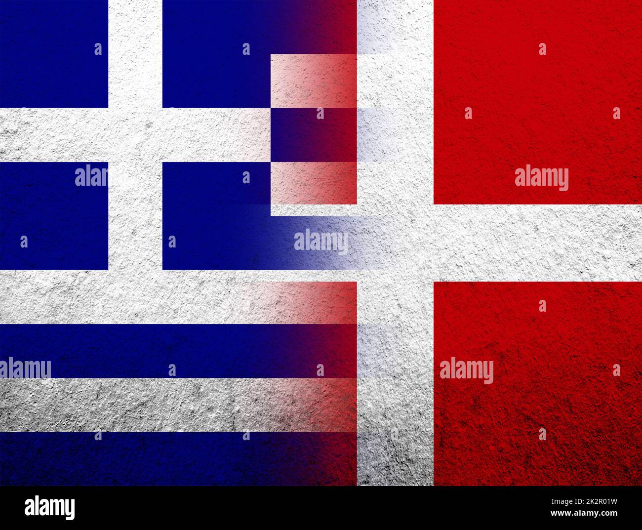 the Kingdom of Denmark National flag with National flag of Greece ...