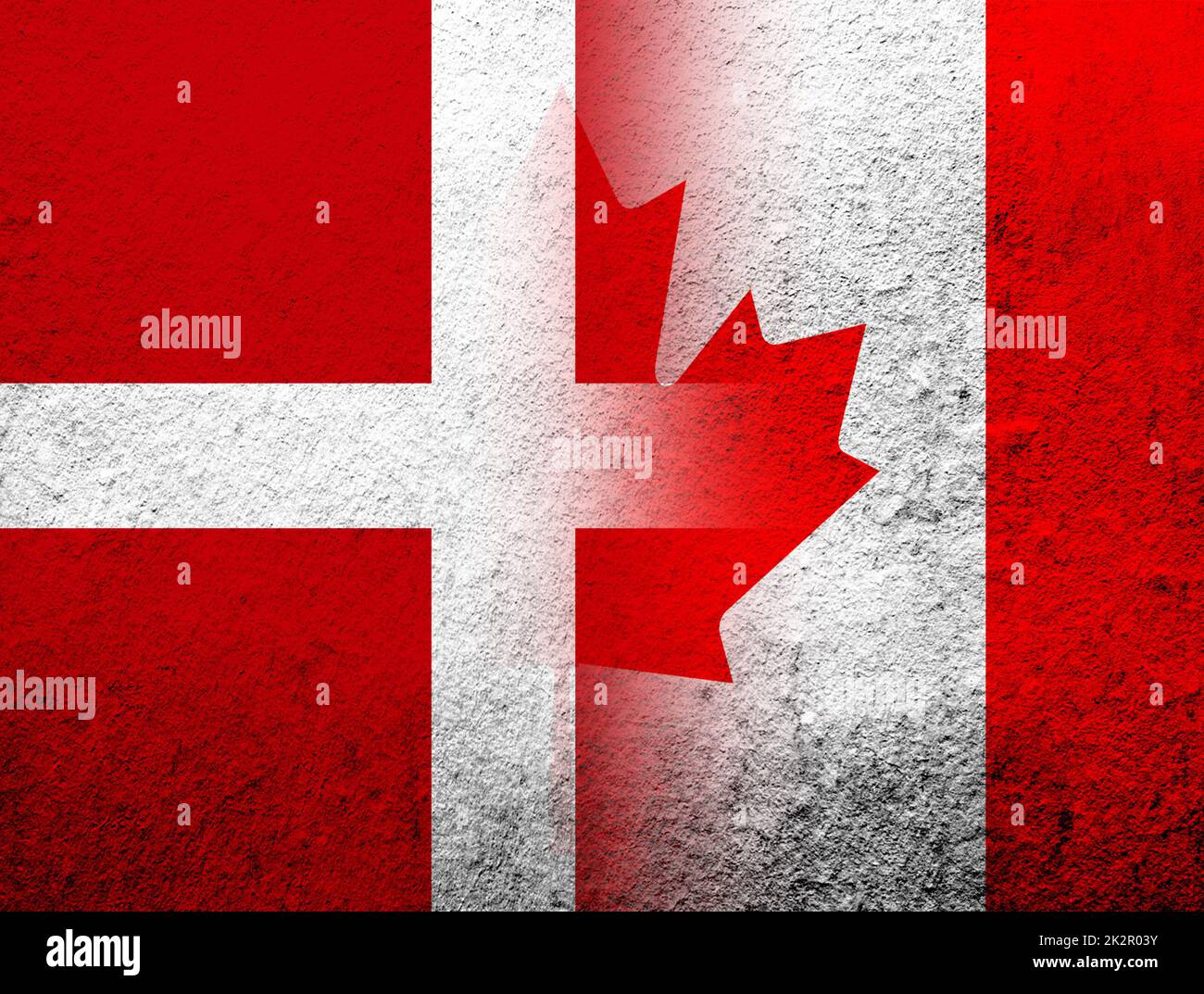 the Kingdom of Denmark National flag with National flag of Canada Maple ...