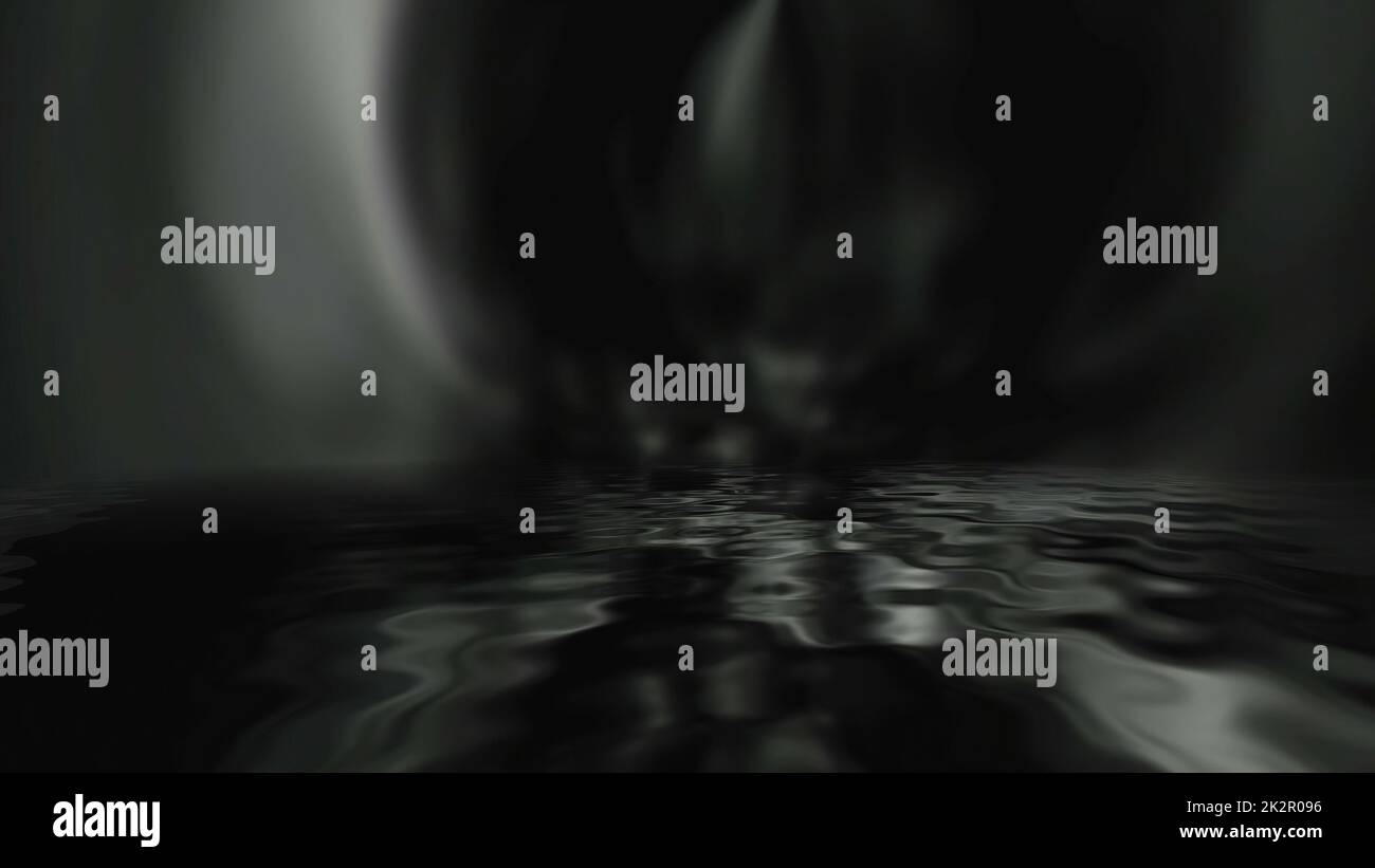 Dark water and mysterious light 3D illustration Stock Photo - Alamy