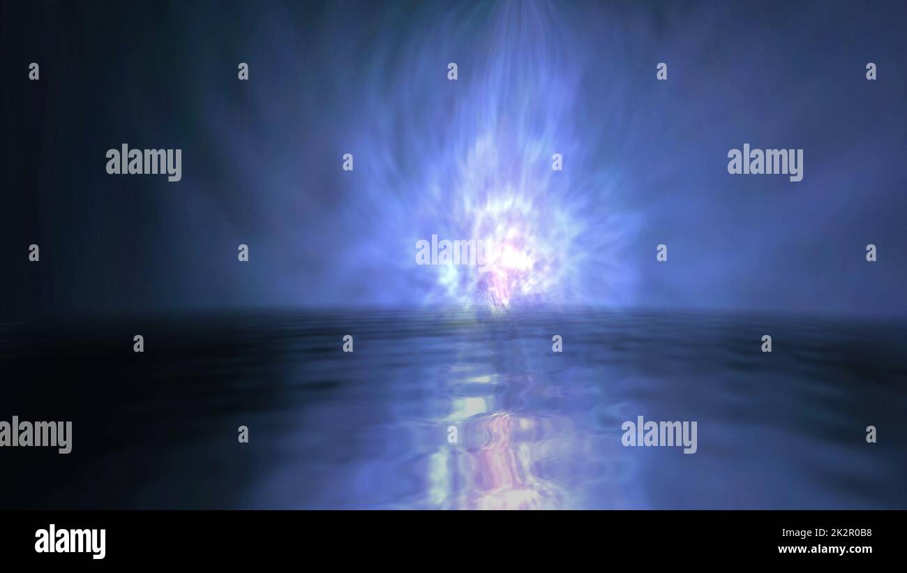 Aurora north lights reflections on water 3d illustration Stock Photo ...