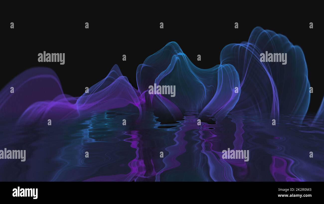 Abstract Digital Wave And Smoke Flow Stock Photo - Alamy