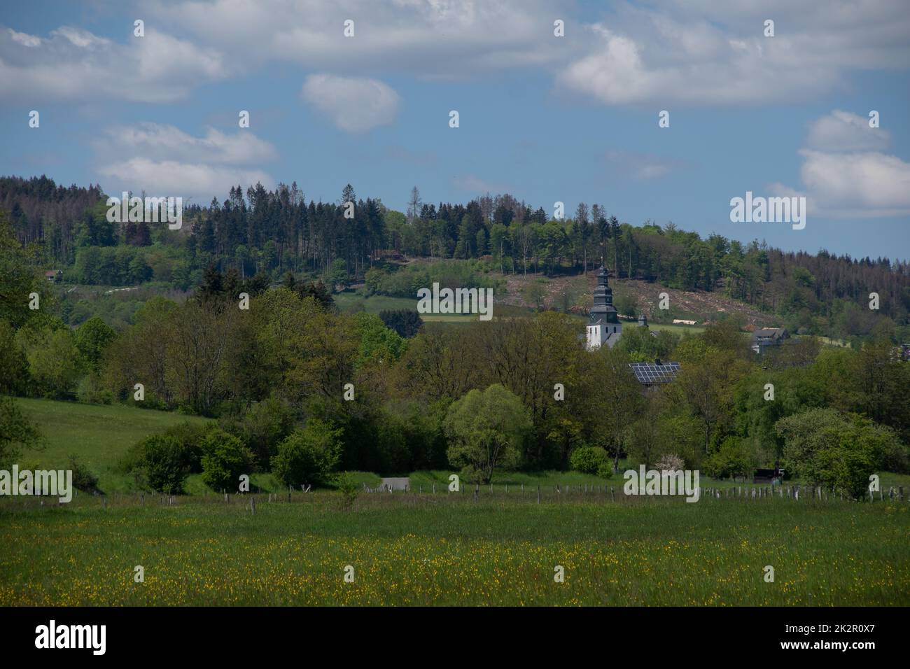 Landscape view with german village called Hallenberg Stock Photo - Alamy