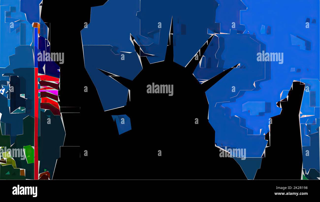 New York Statue of Liberty in a Pop Art Style Layout Stock Photo - Alamy