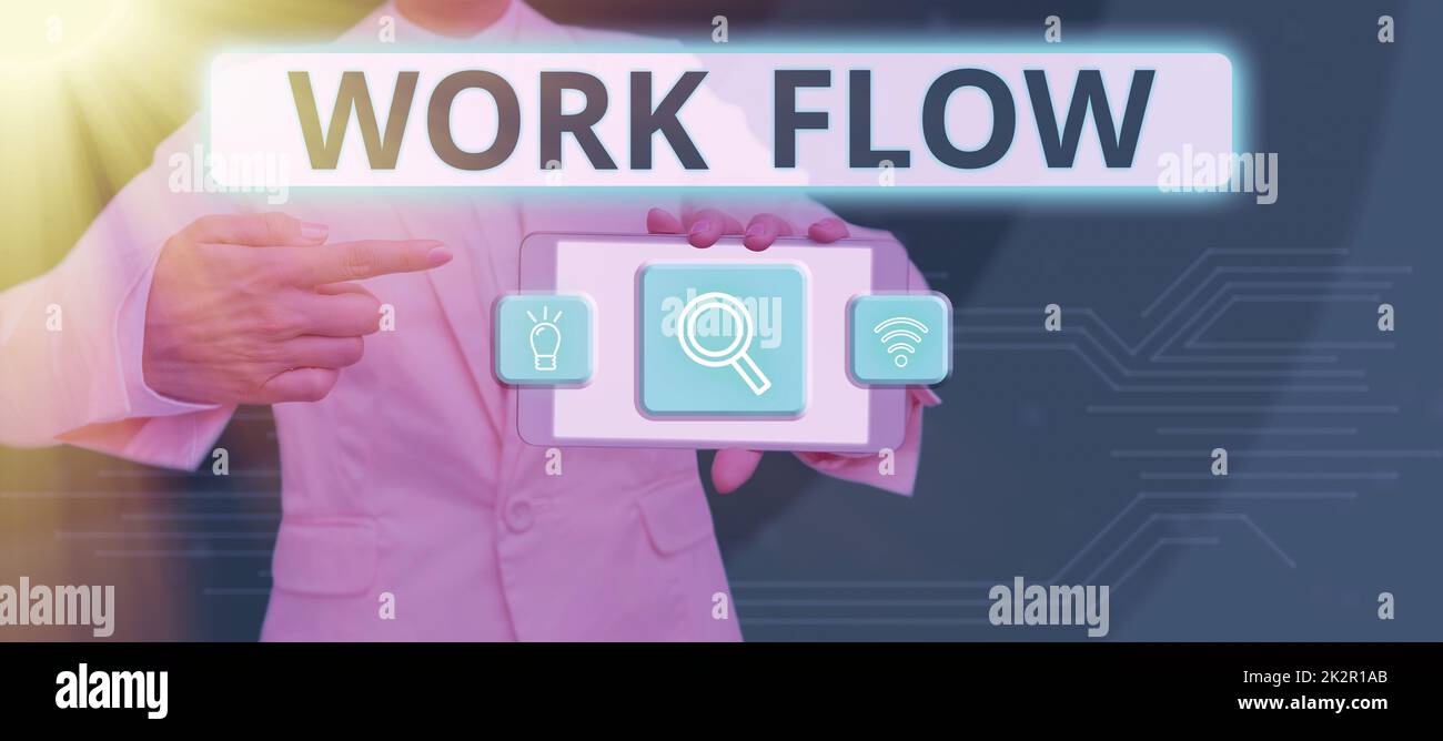 Inspiration showing sign Work Flow. Business overview Continuity of a ...