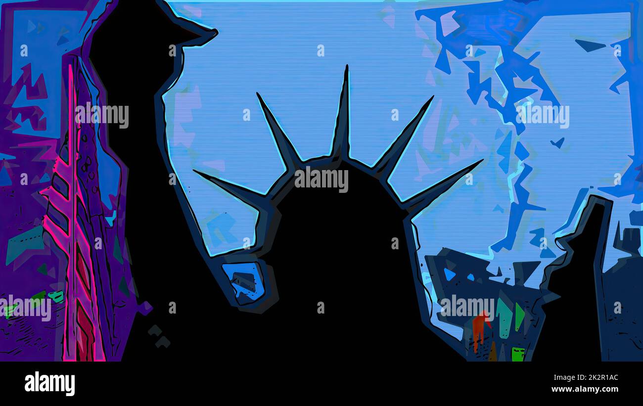 New York Statue of Liberty in a Pop Art Style Layout Stock Photo - Alamy