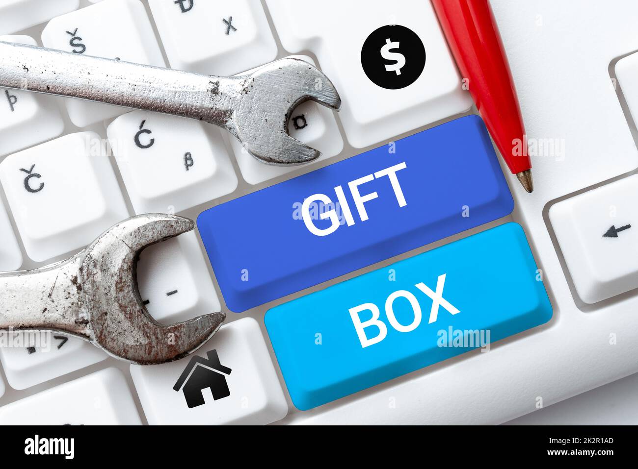 Text sign showing Gift Box. Conceptual photo A small cointainer with ...