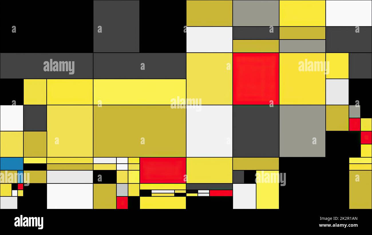 Colorful rectangles mondrian style art illustration Stock Photo - Alamy