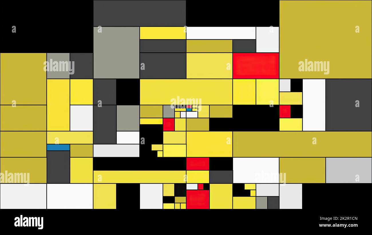 Colorful rectangles mondrian style art illustration Stock Photo - Alamy