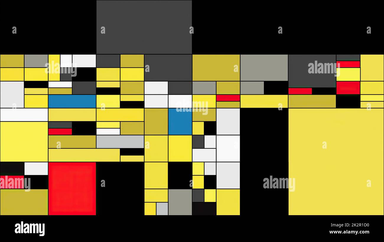Colorful rectangles mondrian style art illustration Stock Photo - Alamy