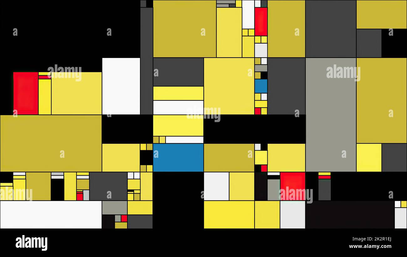 Colorful rectangles mondrian style art illustration Stock Photo - Alamy