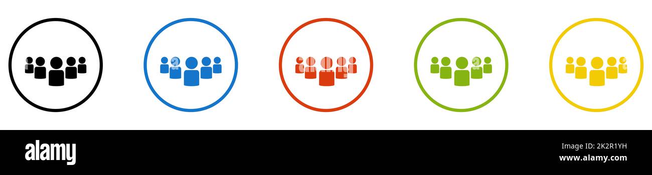 Round Button collection - Staff Icon in black, blue, red, green and ...