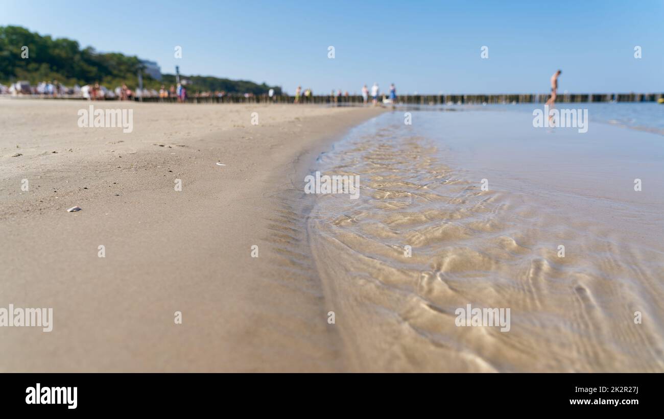 popular beach near Kolobrzeg on the Polish Baltic Sea coast in summer ...