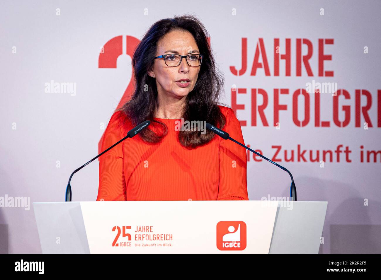 Hanover, Germany. 23rd Sep, 2022. Yasmin Fahimi, Chairwoman of the DGB ...