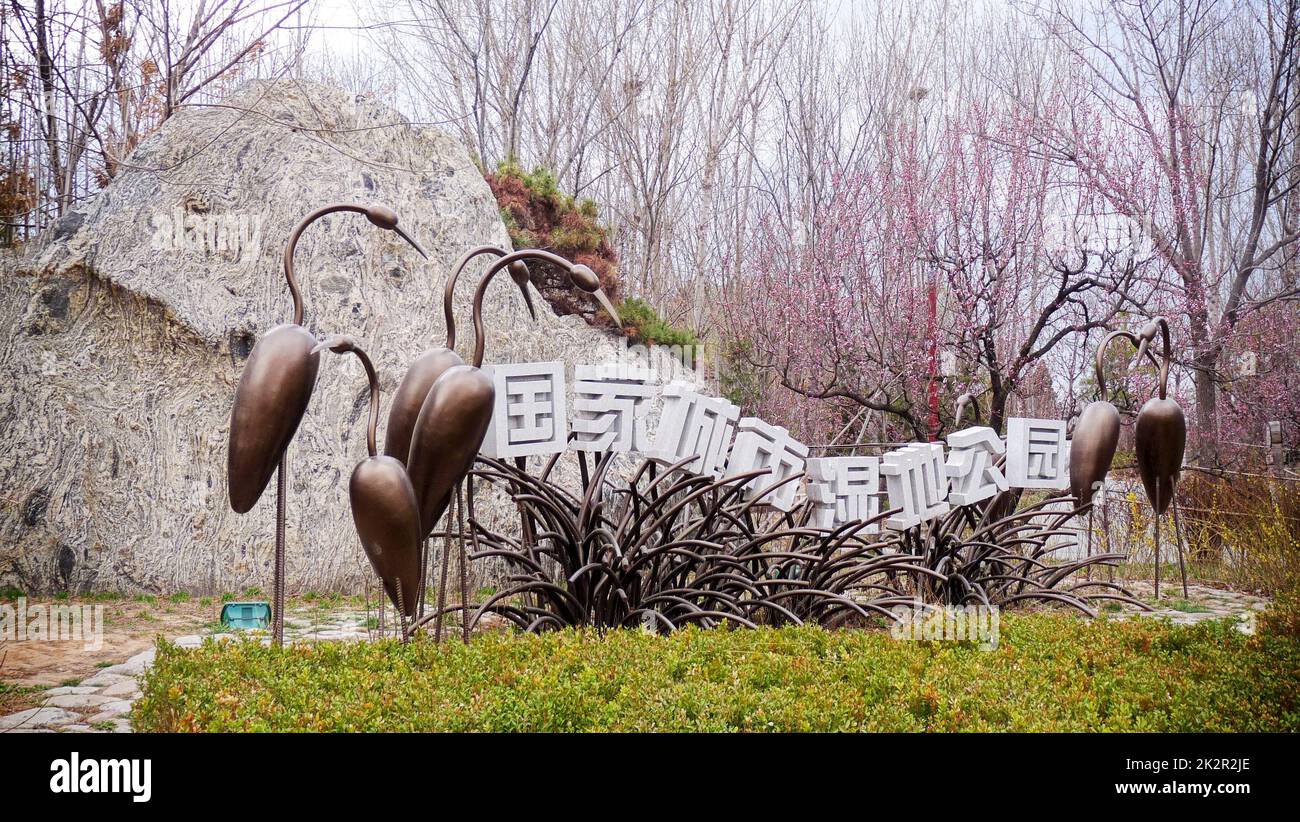 A beautiful scenery of Weifang National Wetland Park, Shandong, China ...