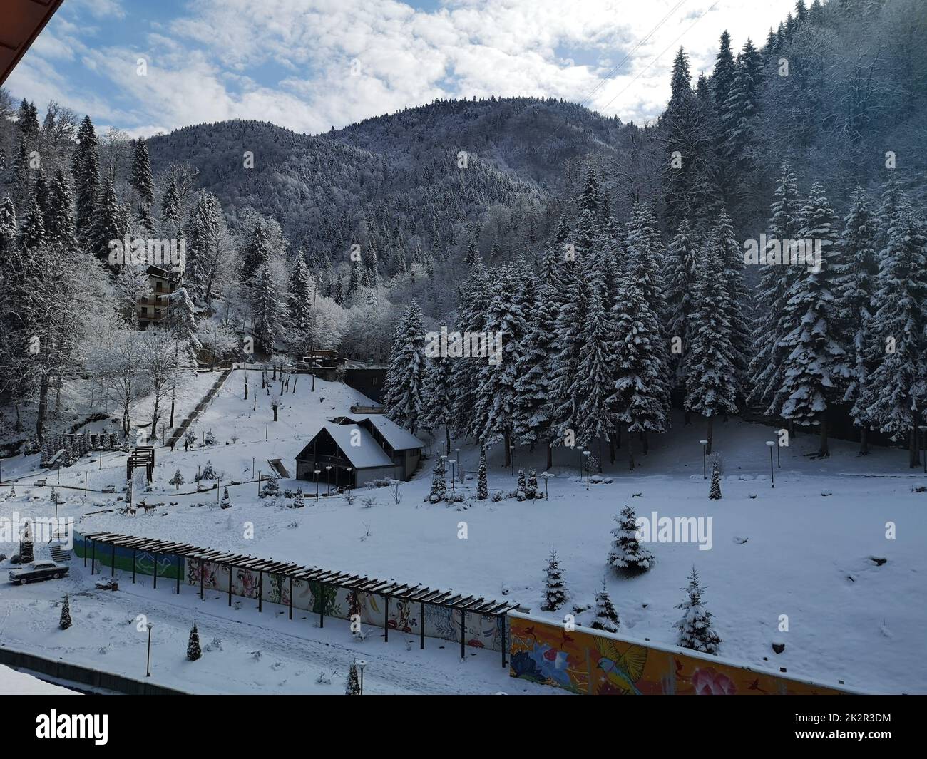 The snowy mountains of Sairme resort in winter, Georgia Stock Photo - Alamy