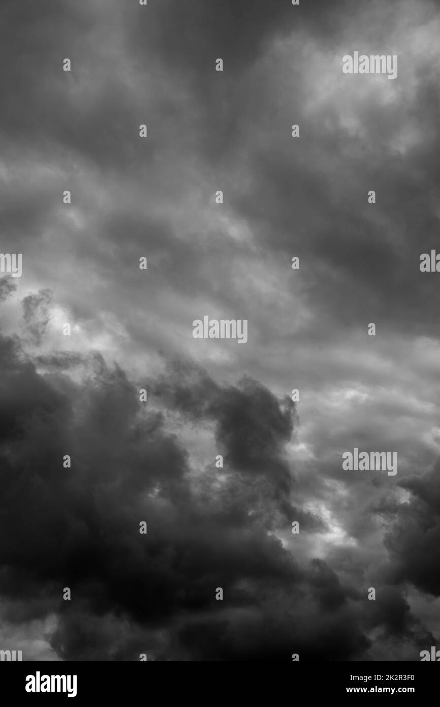A grayscale of stormy clouds in the sky looking depressive Stock Photo ...