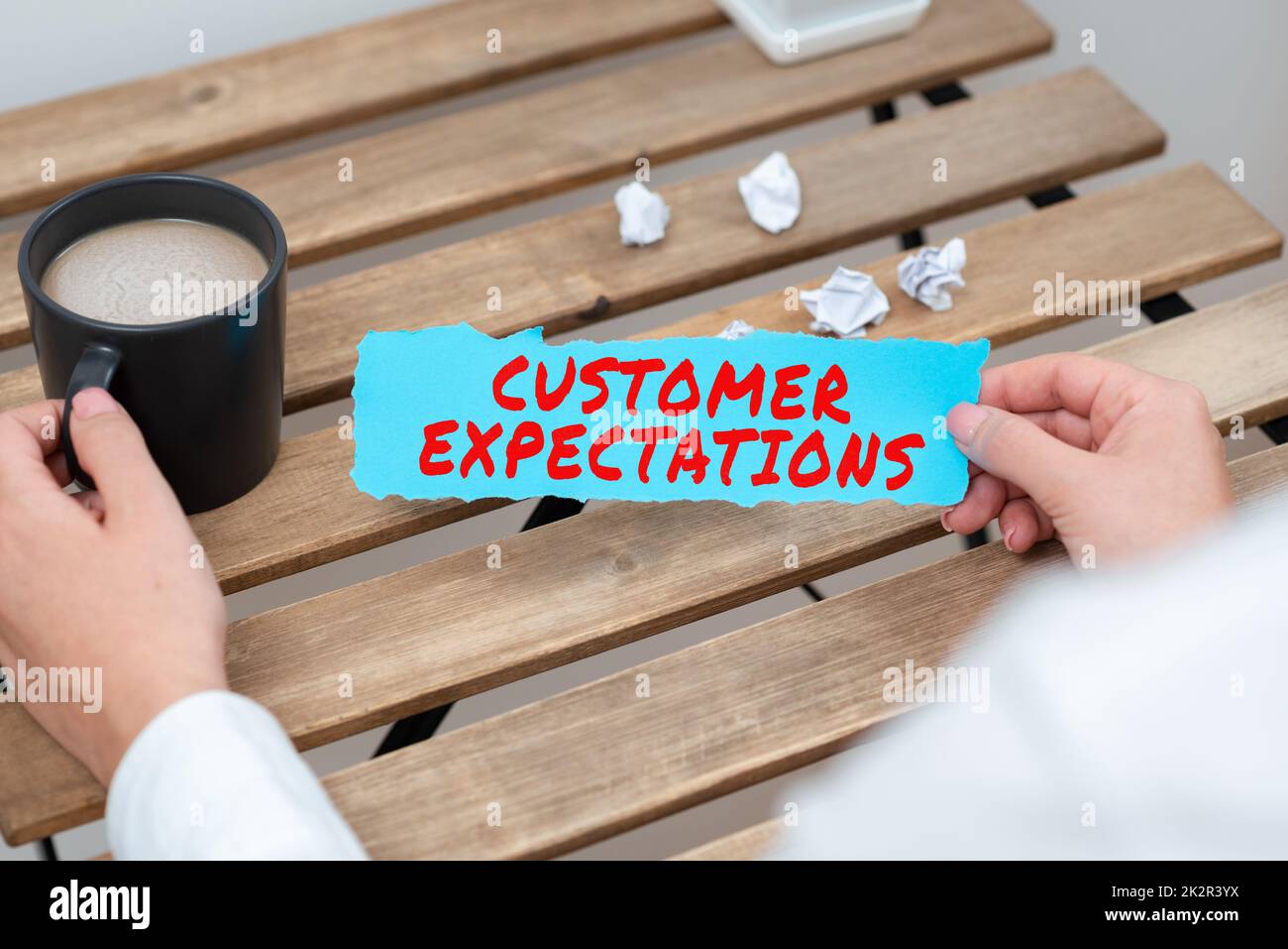 Hand writing sign Customer Expectations. Business concept Benefits a ...