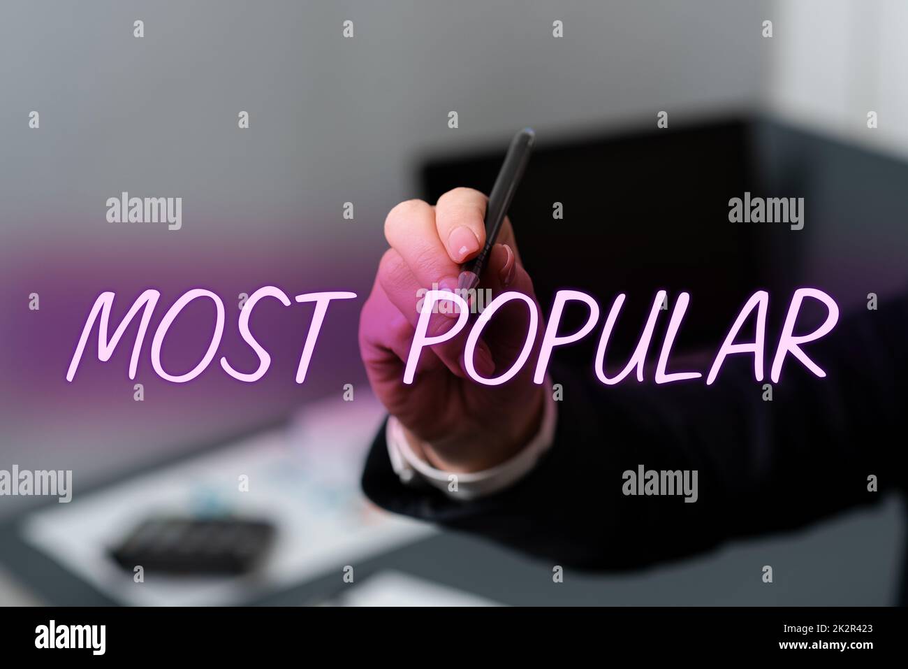 Writing displaying text Most Popular. Business showcase Liked Followed ...