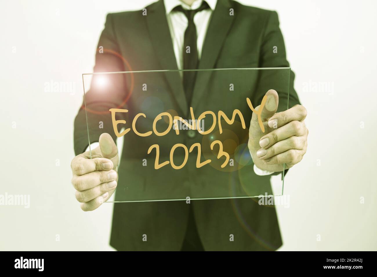 Text caption presenting Economy 2023. Business overview State of wealth ...