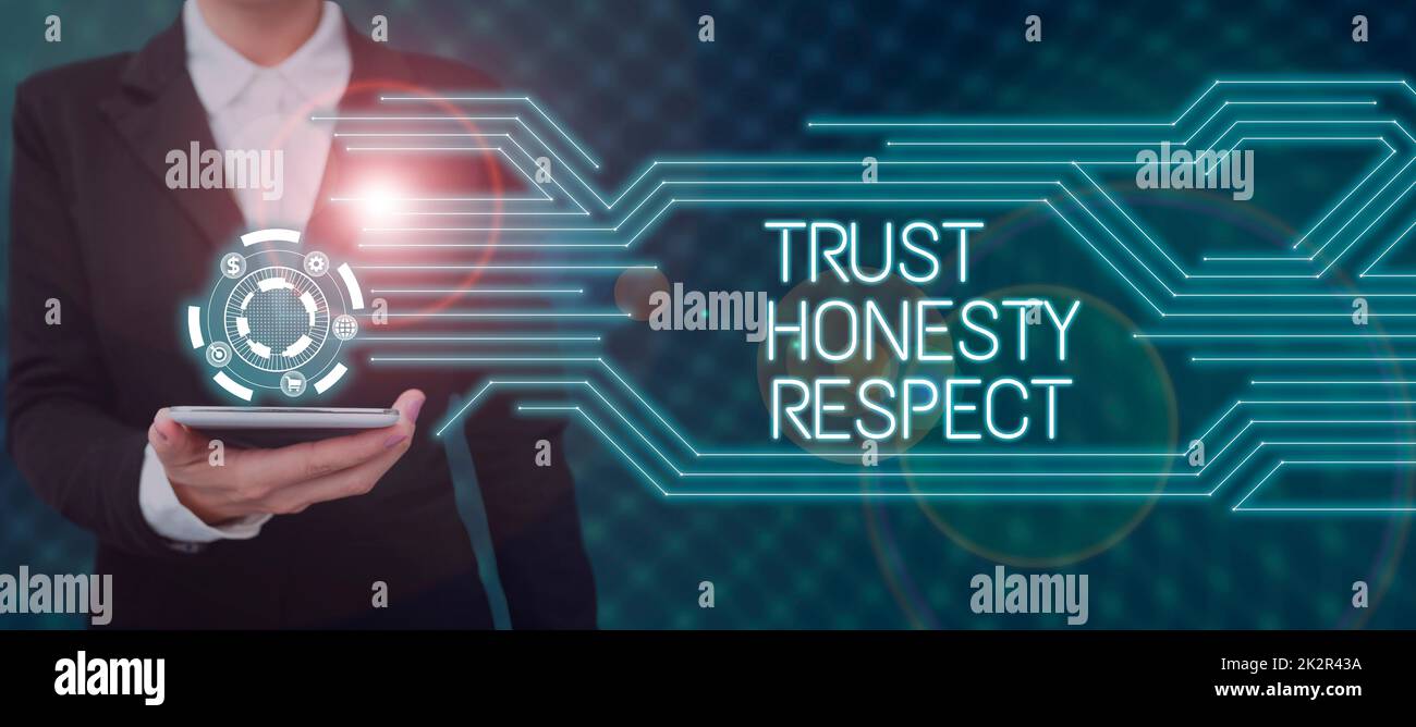 Sign displaying Trust Honesty Respect. Word for Respectable Traits a ...
