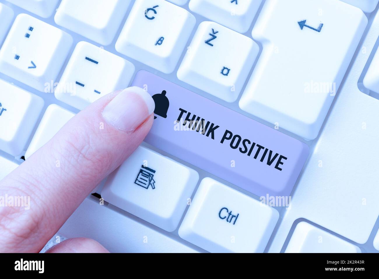 Text showing inspiration Think PositiveThe tendency to be positive or ...