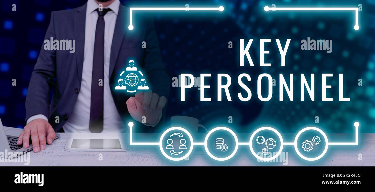 Sign displaying Key Personnel. Business overview Program Directors ...