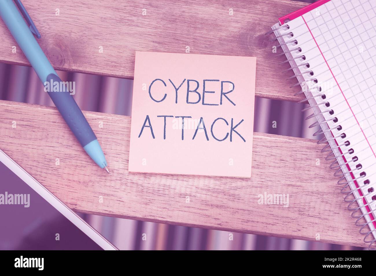 Text sign showing Cyber Attack. Business idea An attempt by hackers to ...