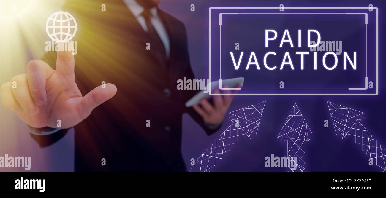 Conceptual caption Paid Vacation. Business idea Stical Weekend Off ...