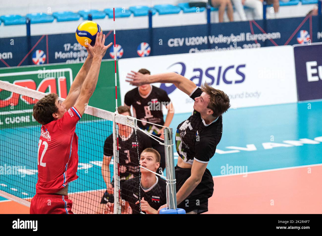 Liam Varier (FRA) in action during the CEV U20 Volleyball European ...