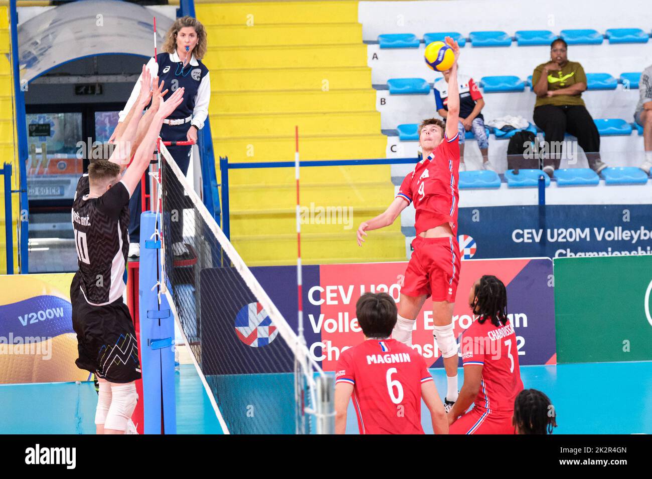 Tristan Schlienger (FRA) in action during the CEV U20 Volleyball ...