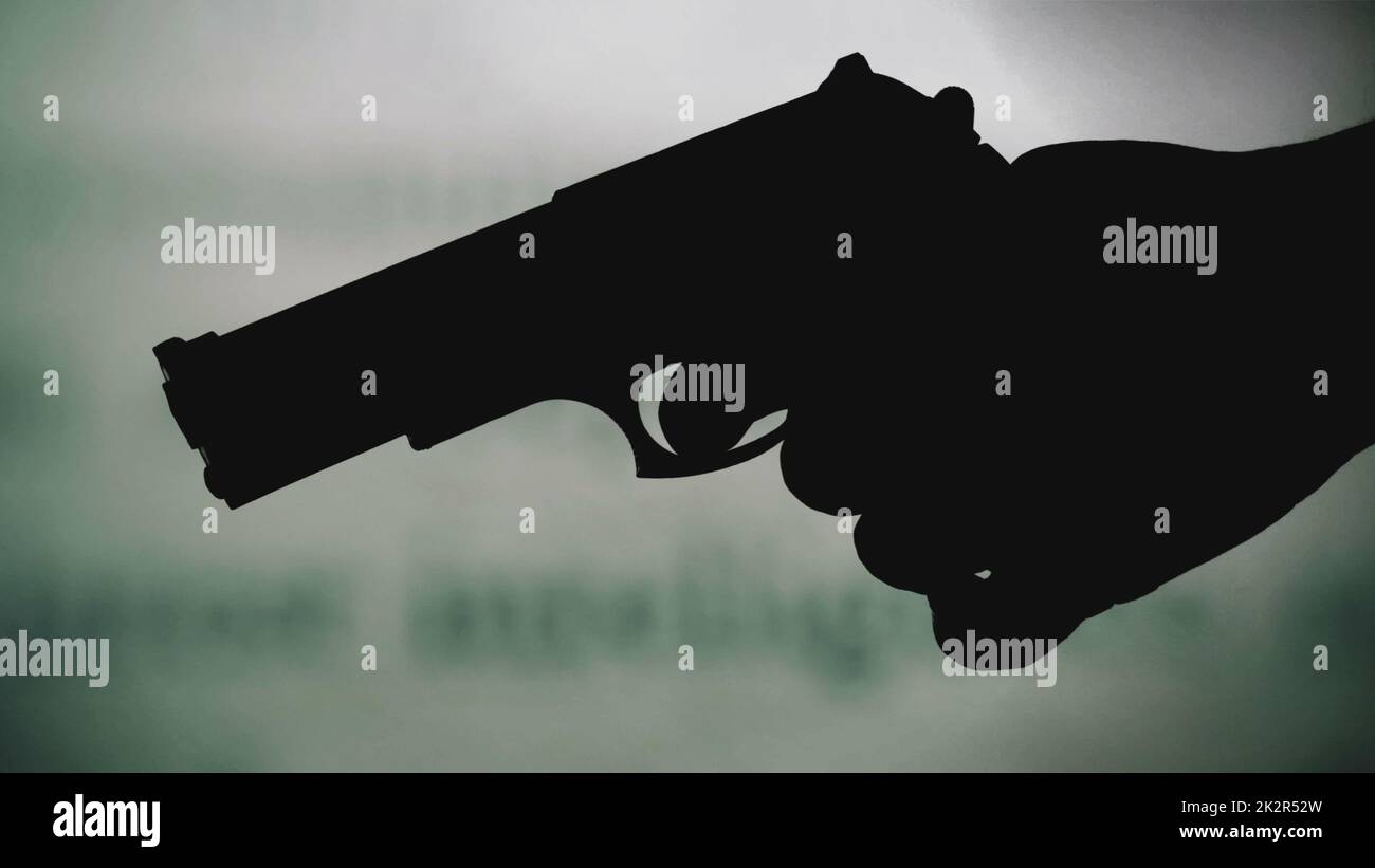 Gun silhouette against intelligence report concept Stock Photo - Alamy