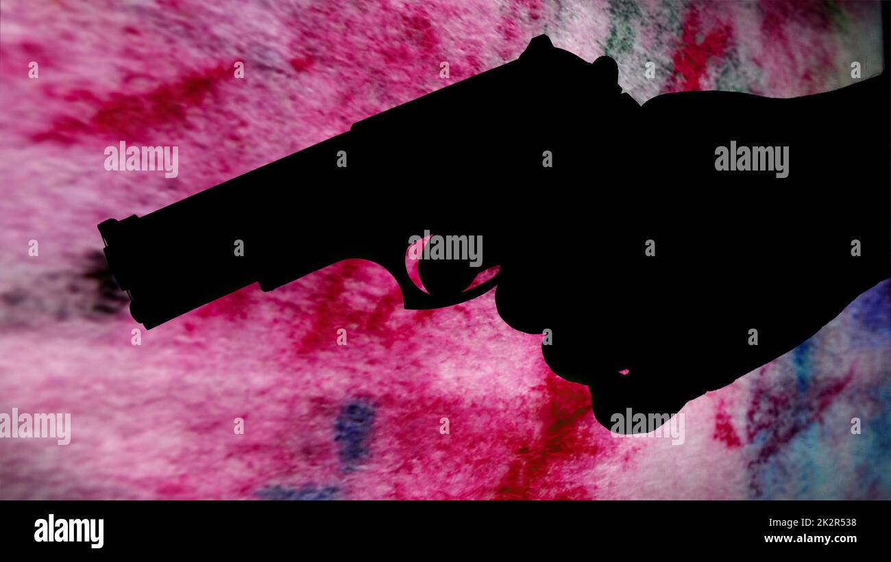 Gun silhouette against bloody background hi-res stock photography and ...