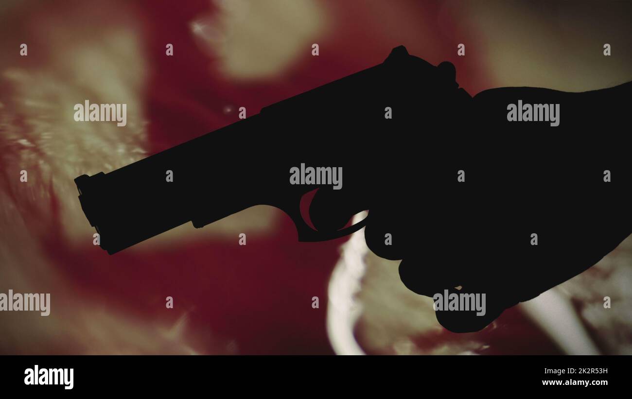 Gun silhouette against bloody background hi-res stock photography and ...