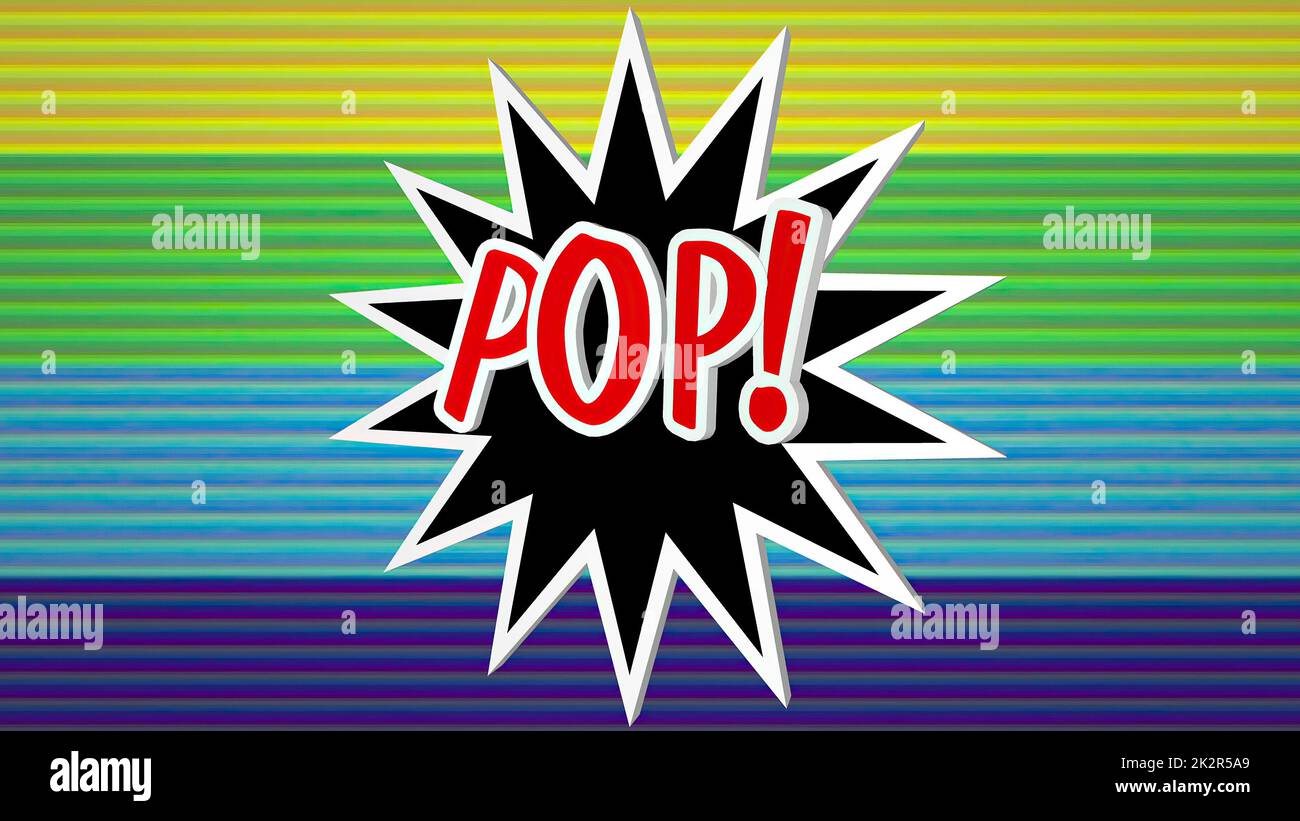 Pop comic pop art text against colorful background Stock Photo - Alamy