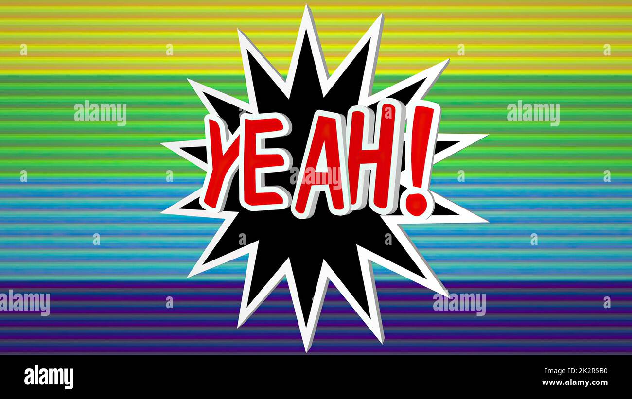 Yeah comic pop art text against colorful background Stock Photo - Alamy
