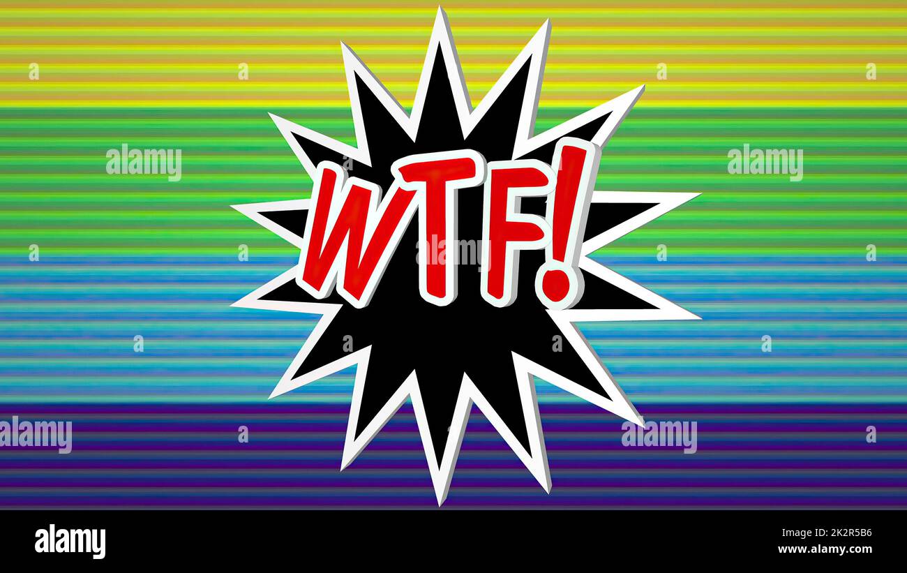 WTF comic pop art text against colorful background Stock Photo - Alamy