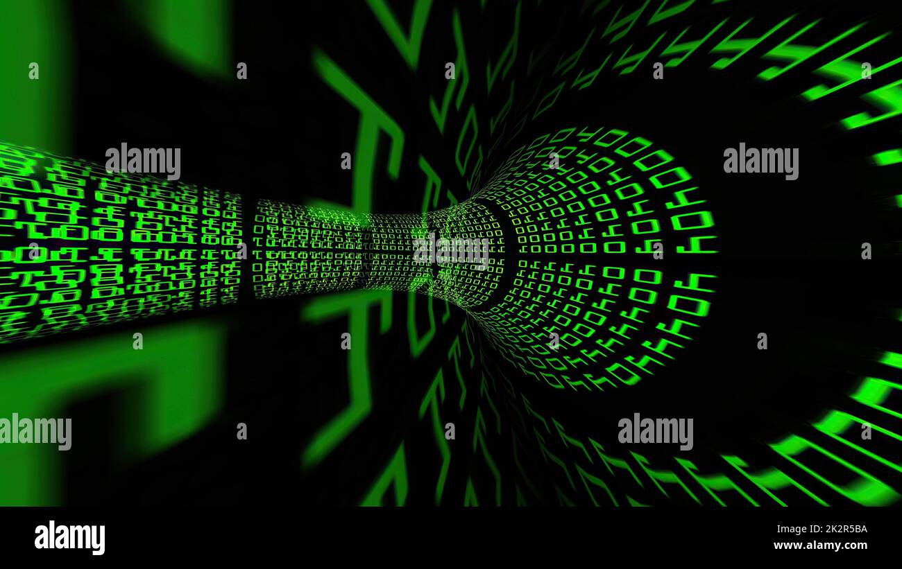 Driving through binary data tunnel Stock Photo - Alamy