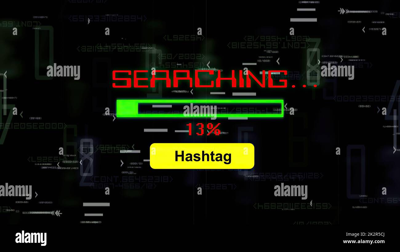 Searching for hashtag online progress bar Stock Photo - Alamy