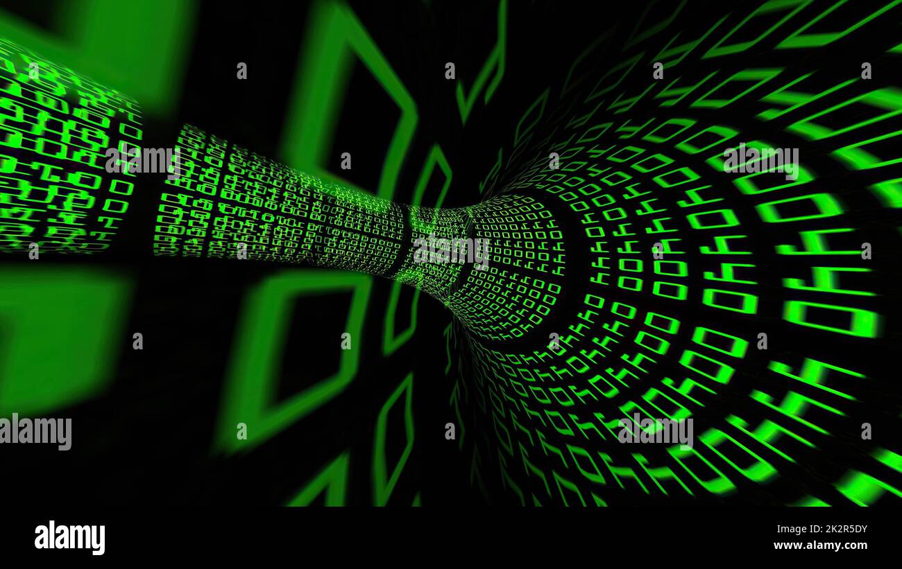 Driving through binary data tunnel Stock Photo - Alamy