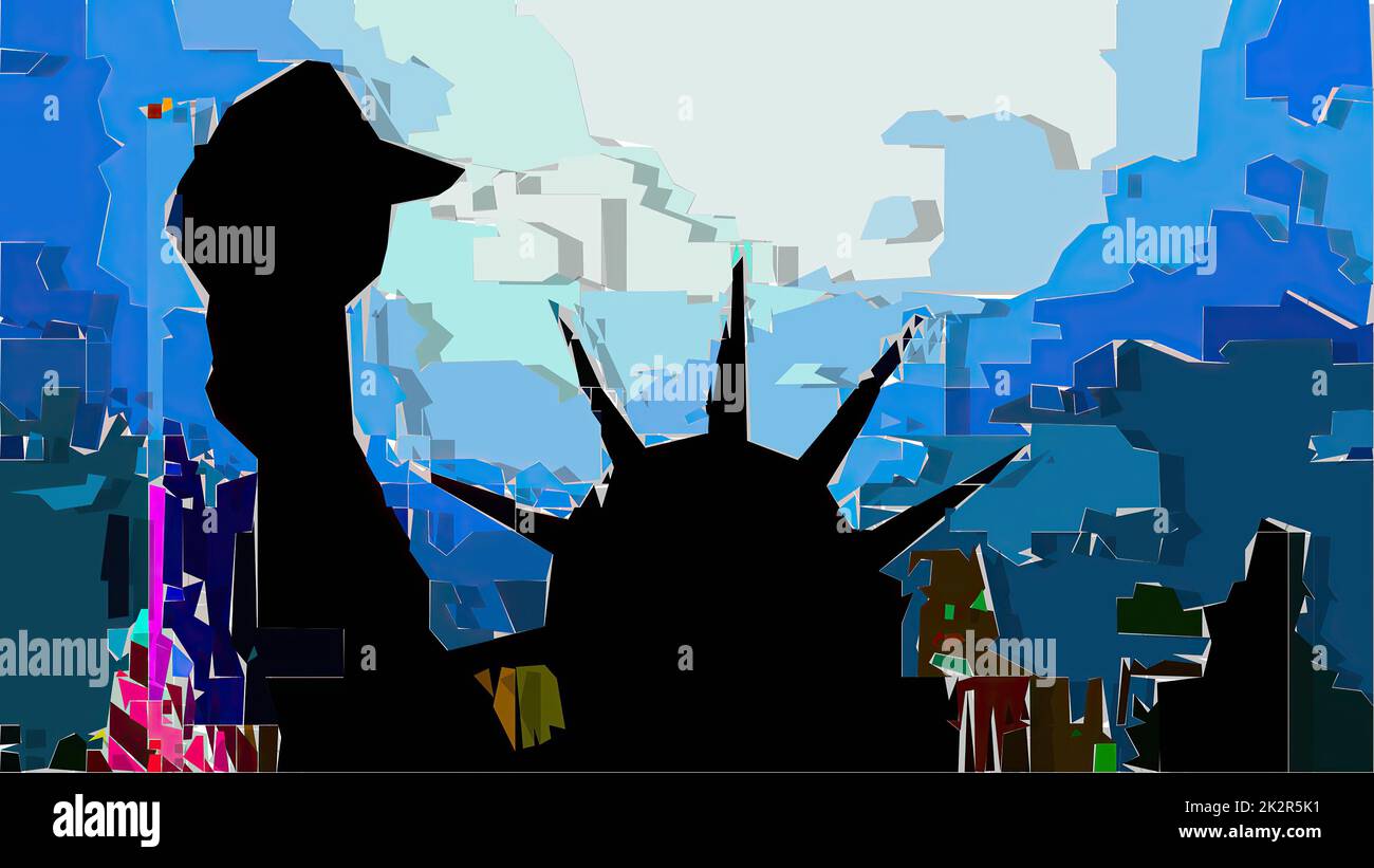 New York Statue of Liberty in a Pop Art Style Layout Stock Photo - Alamy