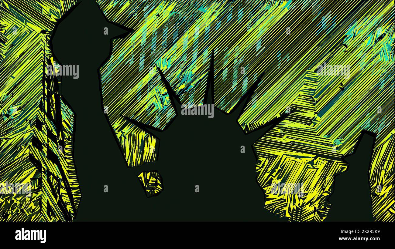 New York Statue of Liberty in a Pop Art Style Layout Stock Photo - Alamy