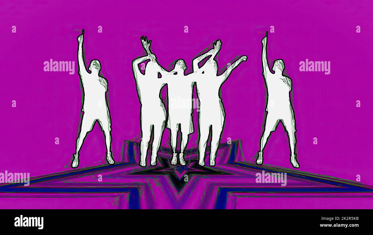 People dancing hand draw digital art illustration Stock Photo - Alamy