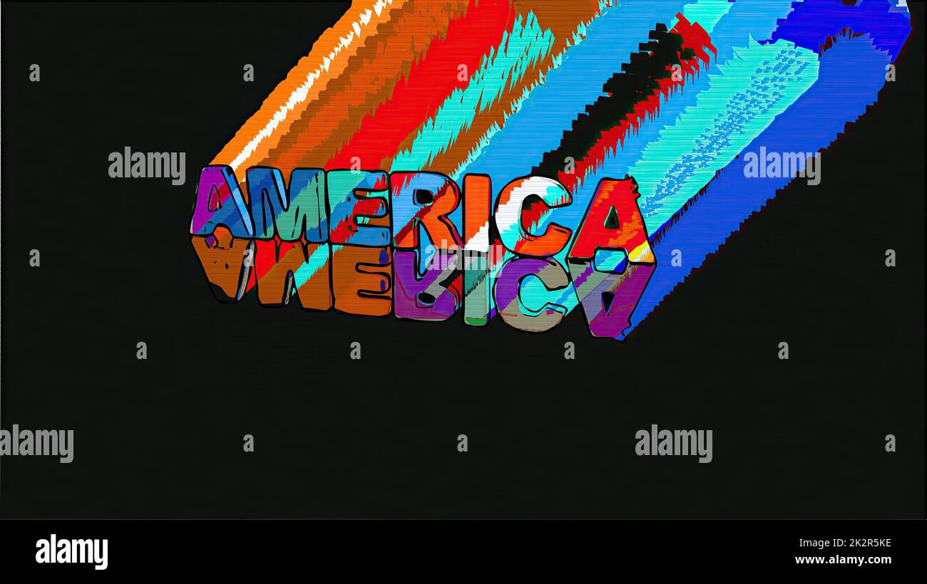 America text hand draw digital art illustration Stock Photo - Alamy